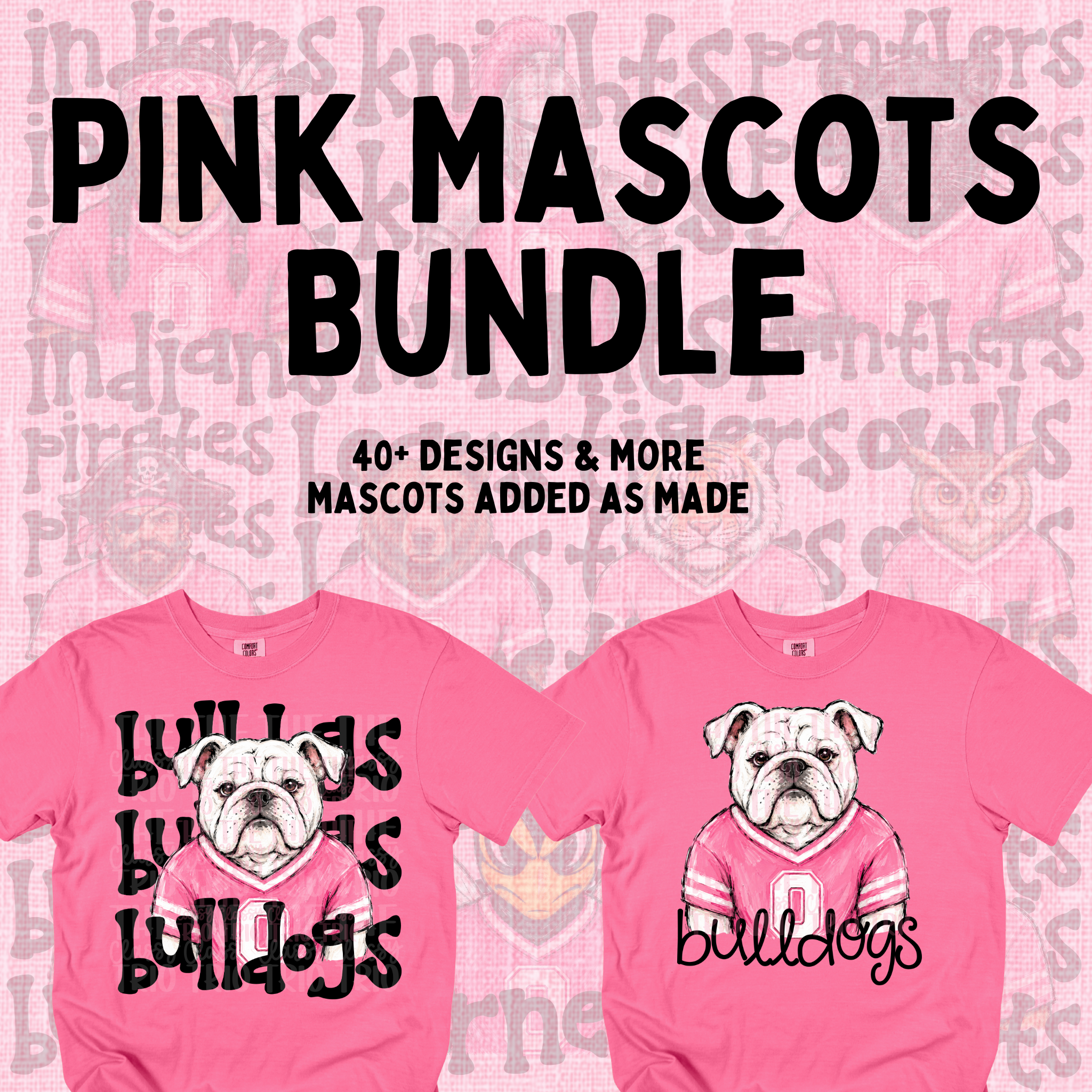 Pink Mascot Bundle PNG | Preppy Design School Shirt PNG | Teacher | Sc ...